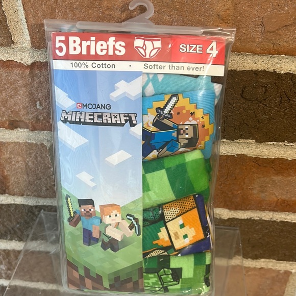 Other | Minecraft Boys Briefs Underwear 5 Pack Size 4 Cartoon ...